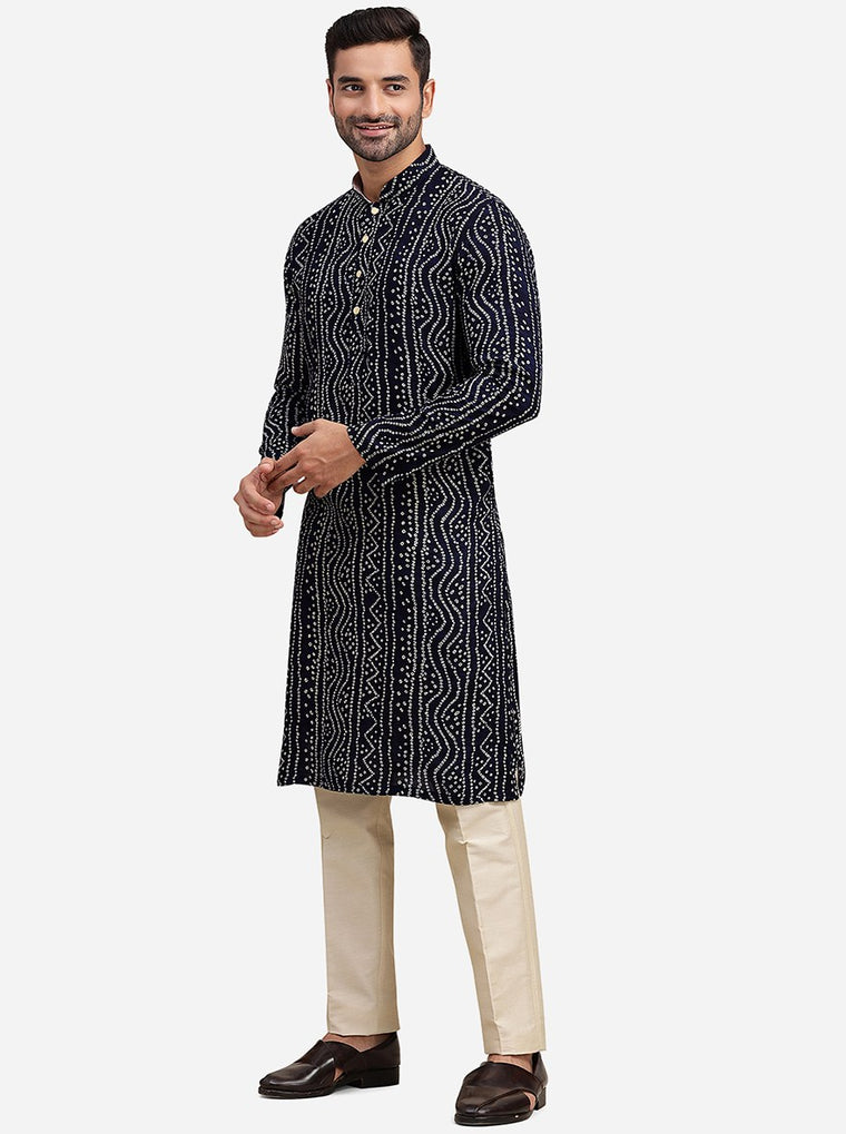 Buy Navy Blue Kurta for Men – The Kurta Company