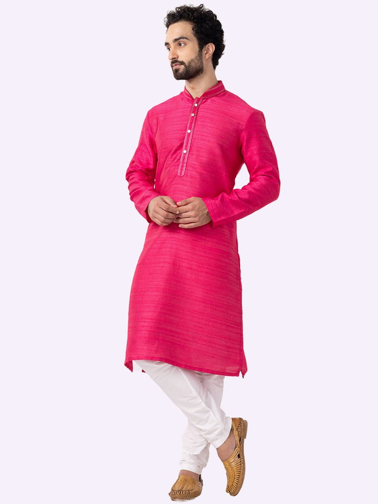 Lively Hot Pink Solid Kurta For Men – The Kurta Company