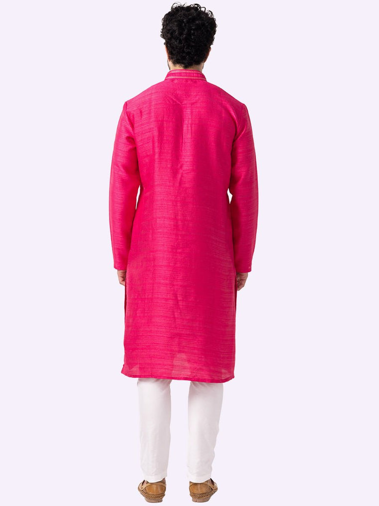 Lively Hot Pink Solid Kurta For Men – The Kurta Company