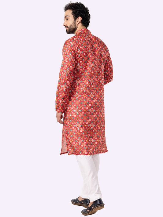 Melon Red Printed Kurta