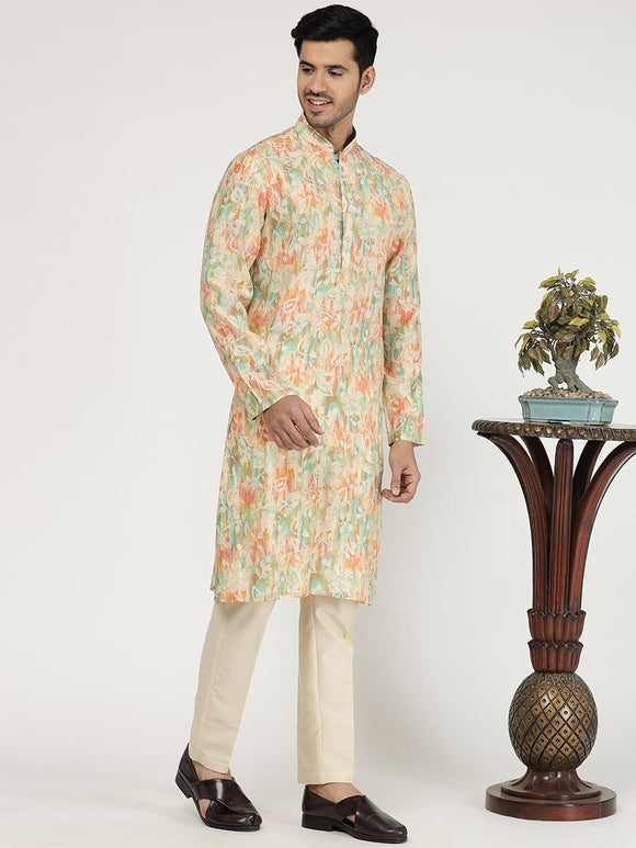 Multicolor Printed Cotton Poly Blend Kurta for Men – The Kurta Company