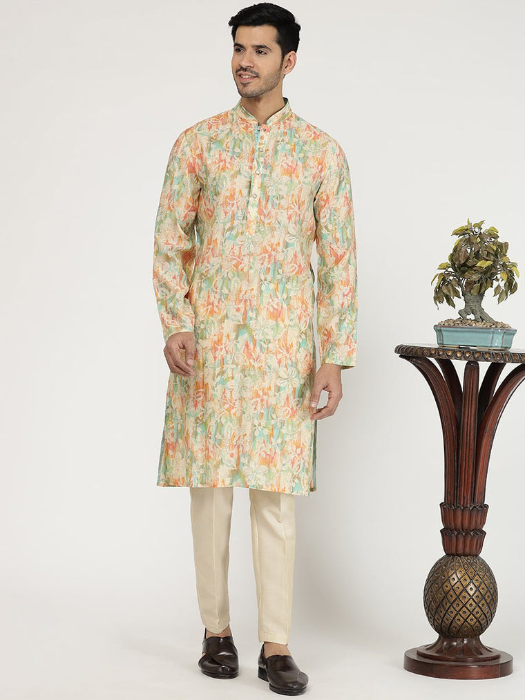 Multicolor Printed Cotton Poly Blend Kurta for Men – The Kurta Company