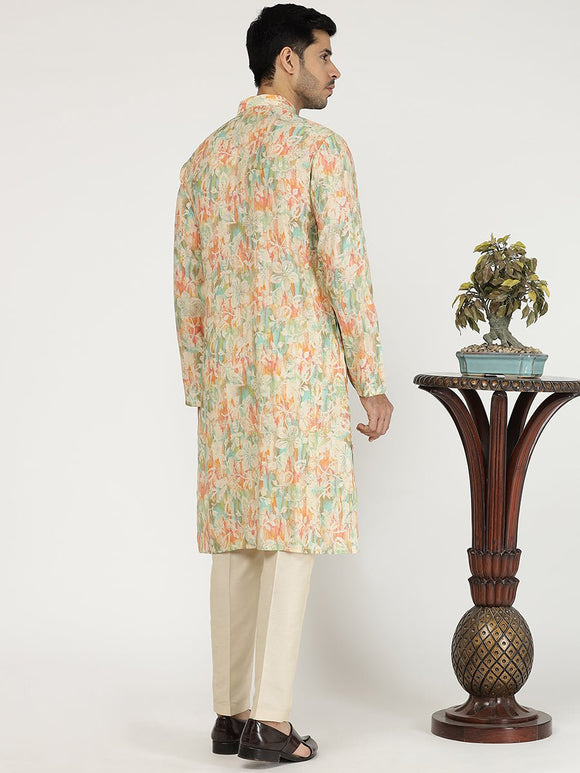 Multicolor Printed Cotton Poly Blend Kurta for Men – The Kurta Company