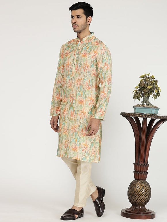 Multicolor Printed Cotton Poly Blend Kurta for Men – The Kurta Company